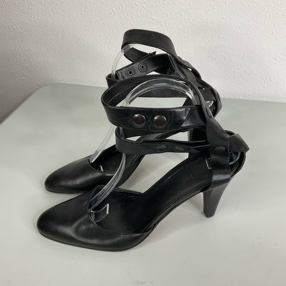 Jill Stuart | Shoes | Jill Stuart Black Leather Ankle Strap Heels Size ...